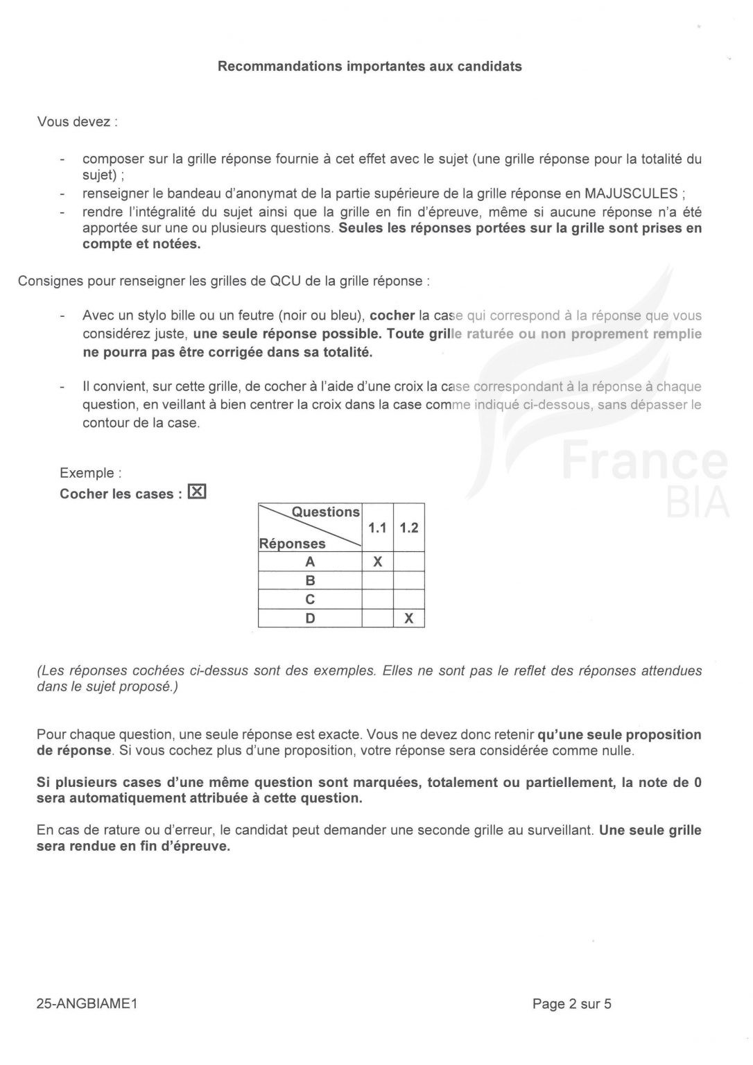 Annales BIA gratuites