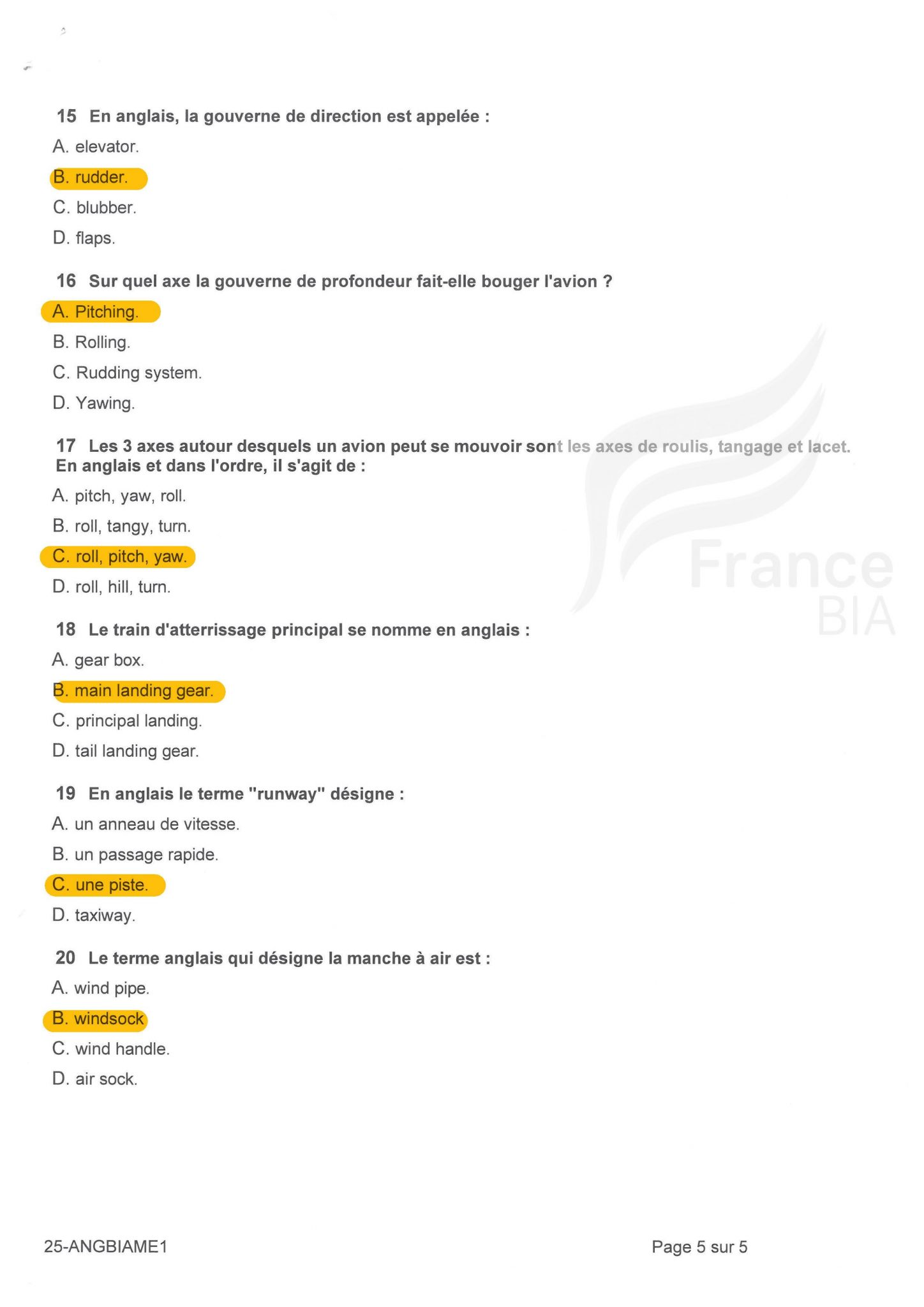 Annales BIA gratuites